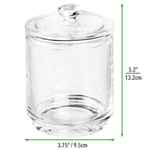 mDesign Glass Apothecary Storage Canister Holder Jar for Bathroom Vanity Cabinet or Counter Organization - Holds Cotton Swabs, Bath Salts, Makeup, Hair Accessories - Joli Collection, 2 Pack, Clear