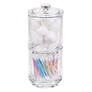 mDesign Glass Apothecary Storage Canister Holder Jar for Bathroom Vanity Cabinet or Counter Organization - Holds Cotton Swabs, Bath Salts, Makeup, Hair Accessories - Joli Collection, 2 Pack, Clear