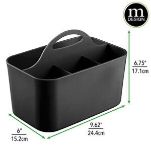 mDesign Plastic Small Office Storage Organizer Utility Tote Caddy with Handle for Cabinets, Desks, Workspaces - Holds Desktop Office Supplies, Pencils, Staplers Lumiere Collection, 4 Pack, Black