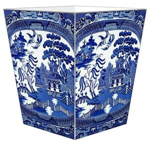 marye-kelley wb1386-blue willow wastepaper basket