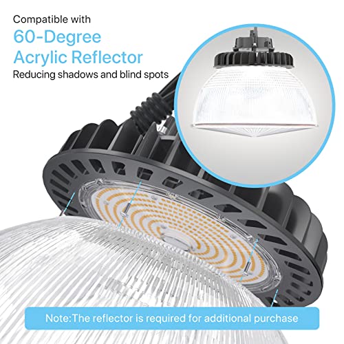 HYPERLITE LED High Bay Light 150W 21,000lm 5000K 1-10V Dimmable UL Listed US Hook 5' Cable Alternative to 650W MH/HPS for Gym Factory Warehouse