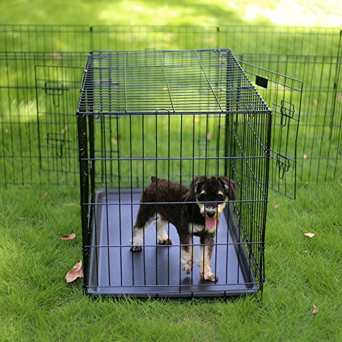 PEEKABOO Dog Pen Pet Playpen Dog Fence Indoor Foldable Metal Wire Exercise Puppy Play Yard Pet Enclosure Outdoor 8 Panels 24 Inch (Only Black playpen)