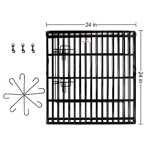 PEEKABOO Dog Pen Pet Playpen Dog Fence Indoor Foldable Metal Wire Exercise Puppy Play Yard Pet Enclosure Outdoor 8 Panels 24 Inch (Only Black playpen)