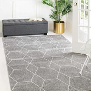 Unique Loom Trellis Frieze Collection Area Rug - Geometric (5' 1" x 8', Light Gray/ Ivory)