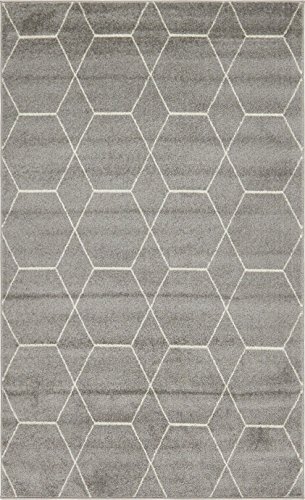 Unique Loom Trellis Frieze Collection Area Rug - Geometric (5' 1" x 8', Light Gray/ Ivory)