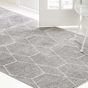 Unique Loom Trellis Frieze Collection Area Rug - Geometric (5' 1" x 8', Light Gray/ Ivory)