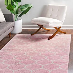 Unique Loom Trellis Frieze Collection Area Rug - Rounded (5' 1" x 8', Light Pink/ Ivory)