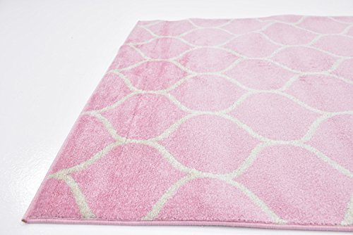 Unique Loom Trellis Frieze Collection Area Rug - Rounded (5' 1" x 8', Light Pink/ Ivory)