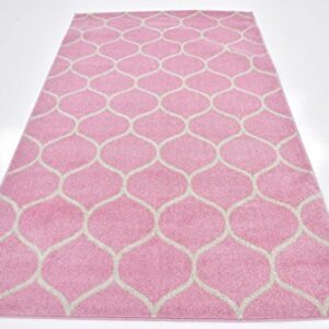 Unique Loom Trellis Frieze Collection Area Rug - Rounded (5' 1" x 8', Light Pink/ Ivory)