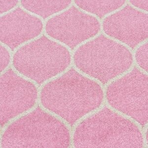 Unique Loom Trellis Frieze Collection Area Rug - Rounded (5' 1" x 8', Light Pink/ Ivory)