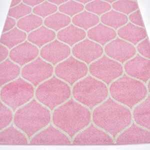 Unique Loom Trellis Frieze Collection Area Rug - Rounded (5' 1" x 8', Light Pink/ Ivory)