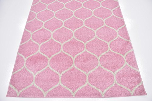 Unique Loom Trellis Frieze Collection Area Rug - Rounded (5' 1" x 8', Light Pink/ Ivory)