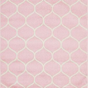 Unique Loom Trellis Frieze Collection Area Rug - Rounded (5' 1" x 8', Light Pink/ Ivory)