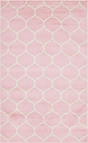 Unique Loom Trellis Frieze Collection Area Rug - Rounded (5' 1" x 8', Light Pink/ Ivory)