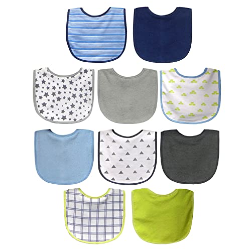 Neat Solutions 10 Pack Water Resistant Bib Set Blue/Grey Assorted, 10 Count (Pack of 1)