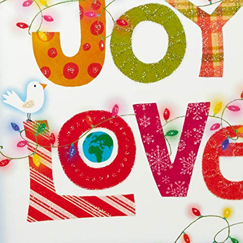 Hallmark UNICEF Boxed Christmas Cards, Peace Joy Love Lettering (12 Cards and 13 Envelopes) (1XPX2015)