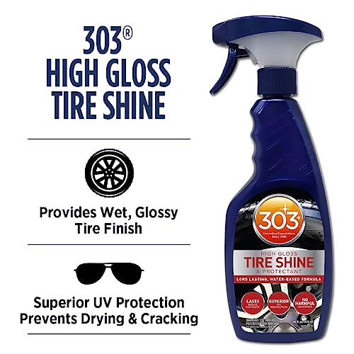 303 High Gloss Tire Shine & Protectant - Long-Lasting, Water-Based Formula - Superior UV Protection - No Harmful Silicones - Prevents Cracking - 16 fl. oz. (30395CSR) Packaging May Vary