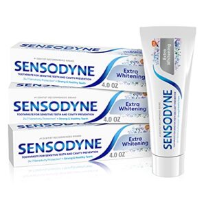 sensodyne extra whitening sensitive teeth whitening toothpaste - 4 ounces (pack of 3)