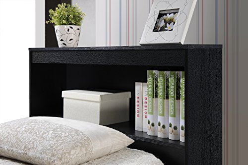 Hodedah Twin-Size Captain Bed with 3-Drawers and Headboard in Black, 85.6"L x 42.3"W x 39.2"H