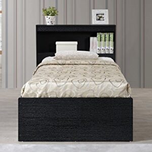 Hodedah Twin-Size Captain Bed with 3-Drawers and Headboard in Black, 85.6"L x 42.3"W x 39.2"H