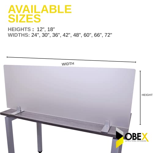 Obex Acrylic Free Standing Screen, Divider for Desk Privacy Home & Office Partitions for Table Top Workstation, Portable Cubicle Panel for Work, 12" X 42", Frosted