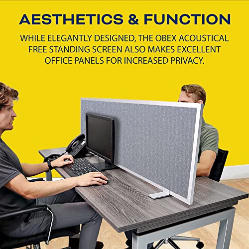 Obex Acoustical Free Standing Screen, Cubicle Accessories Desk Privacy Panel, Office Furniture Partitions Portable Sound Proof Dividers, 24" X 30", Twilight