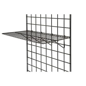 only garment racks blk-2412 grid panel display shelf - - clothing display rack grid, heavy duty shelves, 12"d x 23-1/2"w straight shelf for grid panel, black finish, wire, (box of 6) (pack of 6)