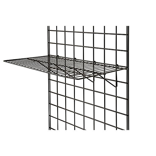 Only Garment Racks BLK-2412 Grid Panel Display Shelf - - Clothing Display Rack Grid, Heavy Duty Shelves, 12"D x 23-1/2"W Straight Shelf for Grid Panel, Black Finish, Wire, (Box of 6) (Pack of 6)