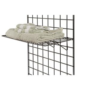 Only Garment Racks BLK-2412 Grid Panel Display Shelf - - Clothing Display Rack Grid, Heavy Duty Shelves, 12"D x 23-1/2"W Straight Shelf for Grid Panel, Black Finish, Wire, (Box of 6) (Pack of 6)