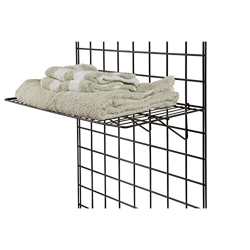 Only Garment Racks BLK-2412 Grid Panel Display Shelf - - Clothing Display Rack Grid, Heavy Duty Shelves, 12"D x 23-1/2"W Straight Shelf for Grid Panel, Black Finish, Wire, (Box of 6) (Pack of 6)