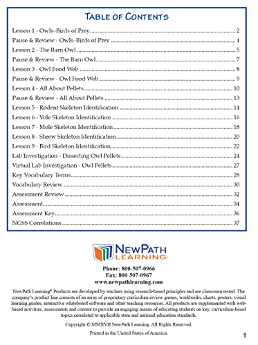 NewPath Learning-14-6715 Owls and Owl Pellet Dissection Resource Guide - Self-Directed Readings, Illustrated Explanations