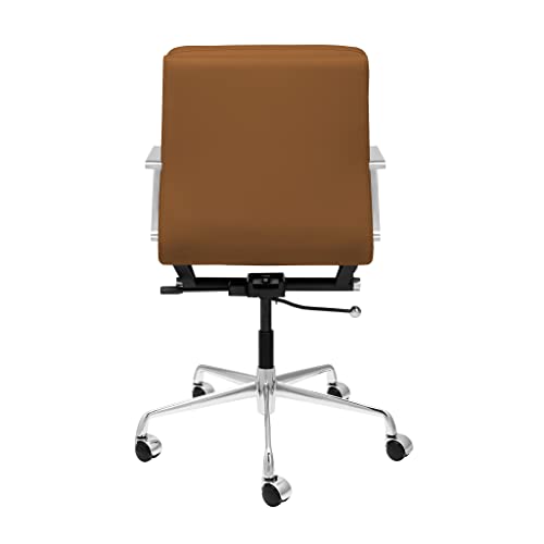 Laura Davidson Furniture SOHO II Padded Management Chair for Office & Dining with Swivel, Made of Faux Leather, Brown