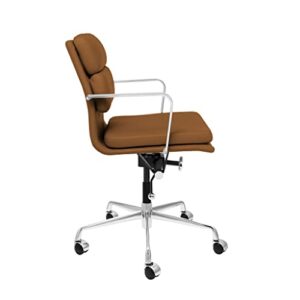 Laura Davidson Furniture SOHO II Padded Management Chair for Office & Dining with Swivel, Made of Faux Leather, Brown