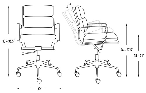 Laura Davidson Furniture SOHO II Padded Management Chair for Office & Dining with Swivel, Made of Faux Leather, Brown