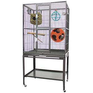 Brisbane Cage (Black) - Large Spacious Durable Metal Cage - for Sugar Gliders, Chinchillas, Squirrels, Ferrets & Other Small Pets