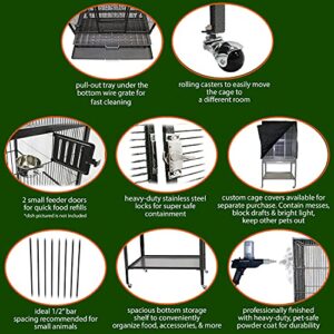 Brisbane Cage (Black) - Large Spacious Durable Metal Cage - for Sugar Gliders, Chinchillas, Squirrels, Ferrets & Other Small Pets