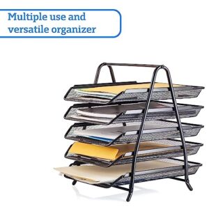 Halter Steel Mesh 5-Tier Shelf Tray Organizer for Desktop - Letter-Size - Black