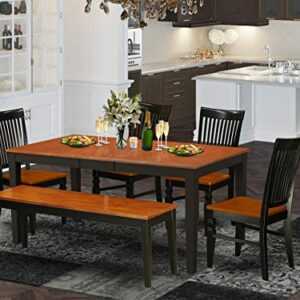 East West Furniture NIWE6-BCH-W Dining Table Set, 6-Pieces