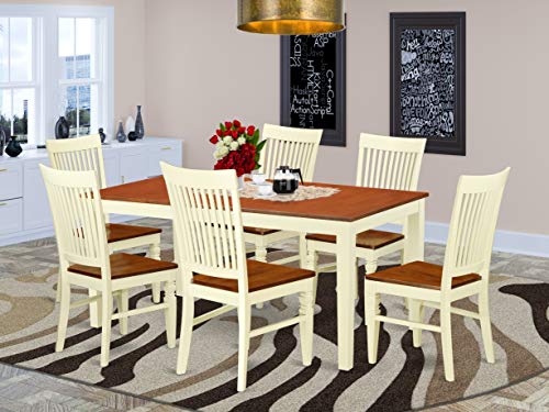 East West Furniture NIWE7-BMK-W Dining Table Set, 7-Piece