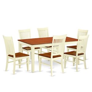 East West Furniture NIWE7-BMK-W Dining Table Set, 7-Piece