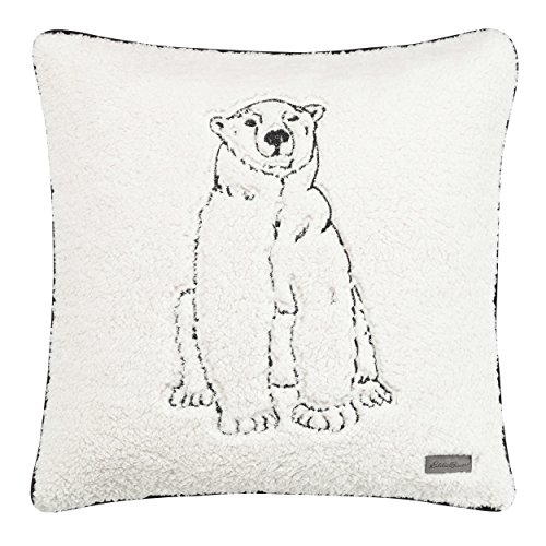 Eddie Bauer Home Throw Pillow with Zipper Closure, Perfect Home Decor for Bed or Sofa, 20" x 20", Polar Bear Grey/White