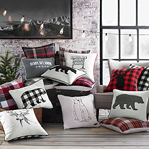 Eddie Bauer Home Throw Pillow with Zipper Closure, Perfect Home Decor for Bed or Sofa, 20" x 20", Polar Bear Grey/White