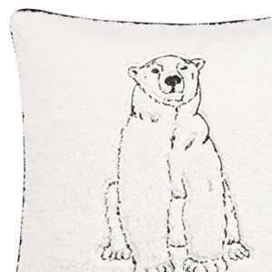 Eddie Bauer Home Throw Pillow with Zipper Closure, Perfect Home Decor for Bed or Sofa, 20" x 20", Polar Bear Grey/White