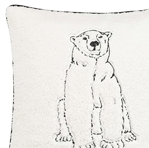 Eddie Bauer Home Throw Pillow with Zipper Closure, Perfect Home Decor for Bed or Sofa, 20" x 20", Polar Bear Grey/White