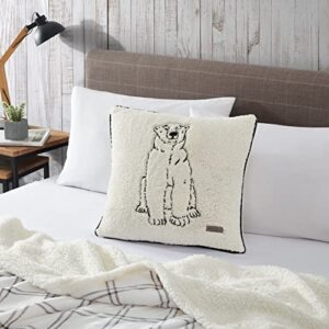 Eddie Bauer Home Throw Pillow with Zipper Closure, Perfect Home Decor for Bed or Sofa, 20" x 20", Polar Bear Grey/White