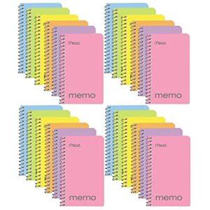 Mead Small Notebook, 24 Pack of pocket notebook 3x5 " College Ruled Small Memo Pad Wirebound 60 Sheets, Pastel Colors of Mini Notebook in Bulk pack