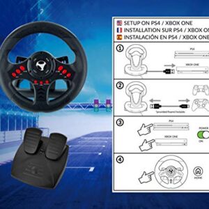 SUBSONIC SA5426 Racing Wheel Universal with Pedals for Playstation 4, PS4 Slim, PS4 Pro, Xbox One, Xbox One S, PS3