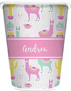 rnk shops llamas waste basket - single sided (white) (personalized)