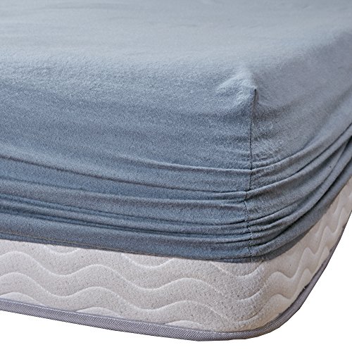 Comfort Spaces Cotton Flannel Breathable Warm Deep Pocket Sheets with Pillow Case Bedding, Queen, Blue Solid 4 Piece