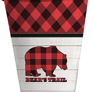 RNK Shops Lumberjack Plaid Waste Basket - Single Sided (Black) (Personalized)